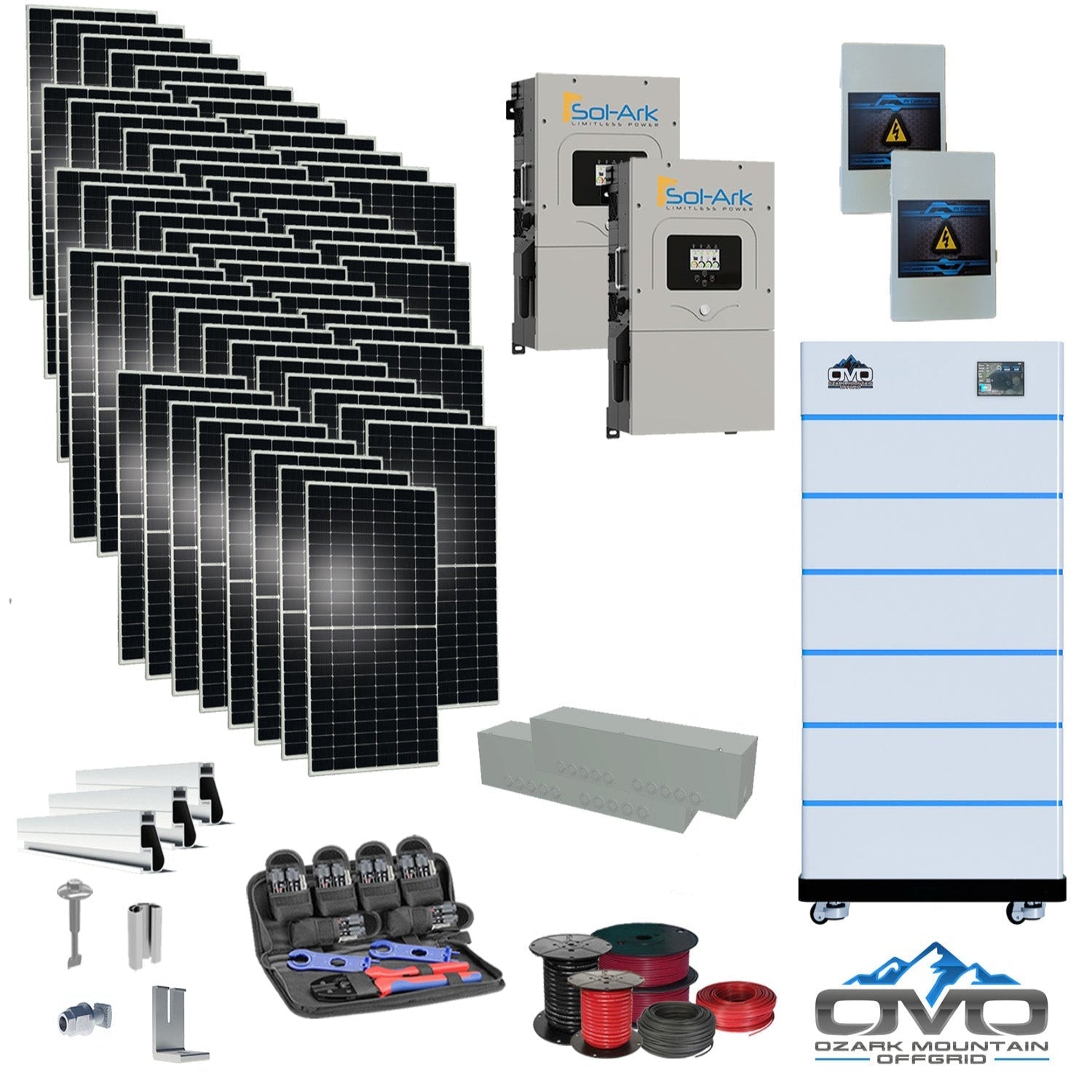 30KW Complete Offgrid Solar Kit - 15K Sol-Ark Inverter + 30.72KW OMO S